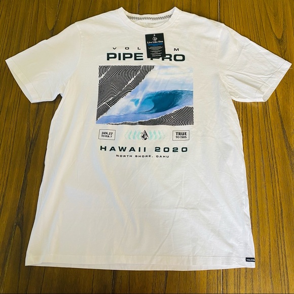 Volcom | Shirts | Volcom Mens White Graphic Tshirt Pipe Pro Hawaii ...